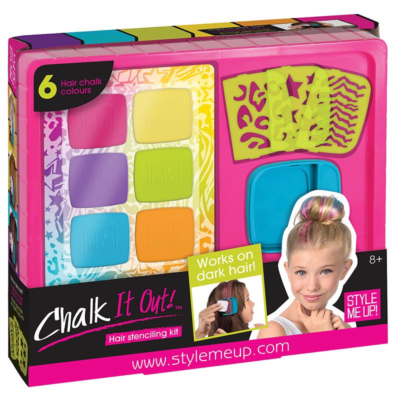 Style Me Up! - Set křídy na vlasy a šablony - Hračky Domino