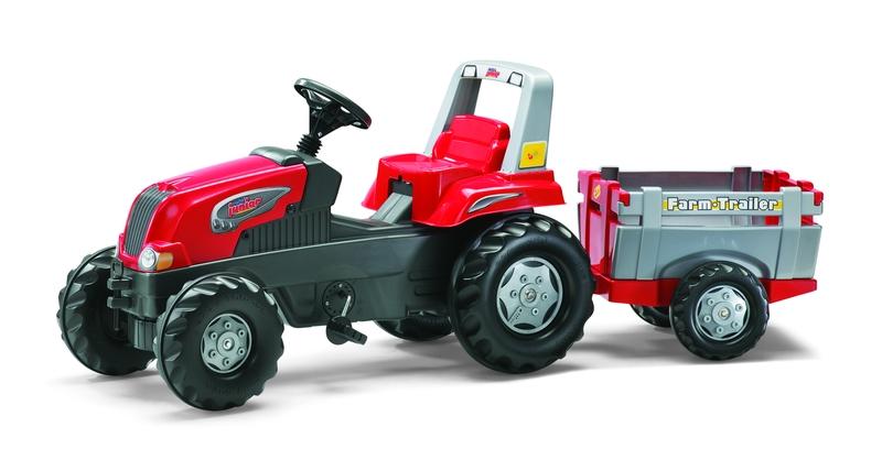Šlapací traktor Rolly Junior RT s vlečkou červeno-šedý - Hračky Domino